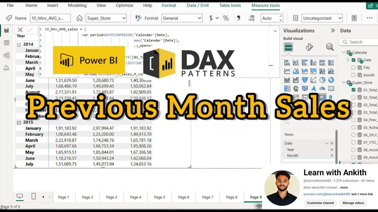 DAX Time Intelligence: Analyze Previous Month Sales & % Change in Power BI - YouTube