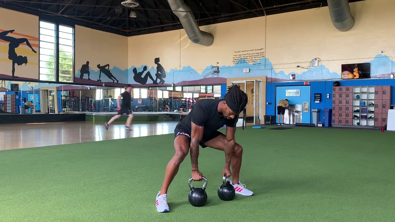 Alternating gorilla row into sumo squat into burpee push up - YouTube