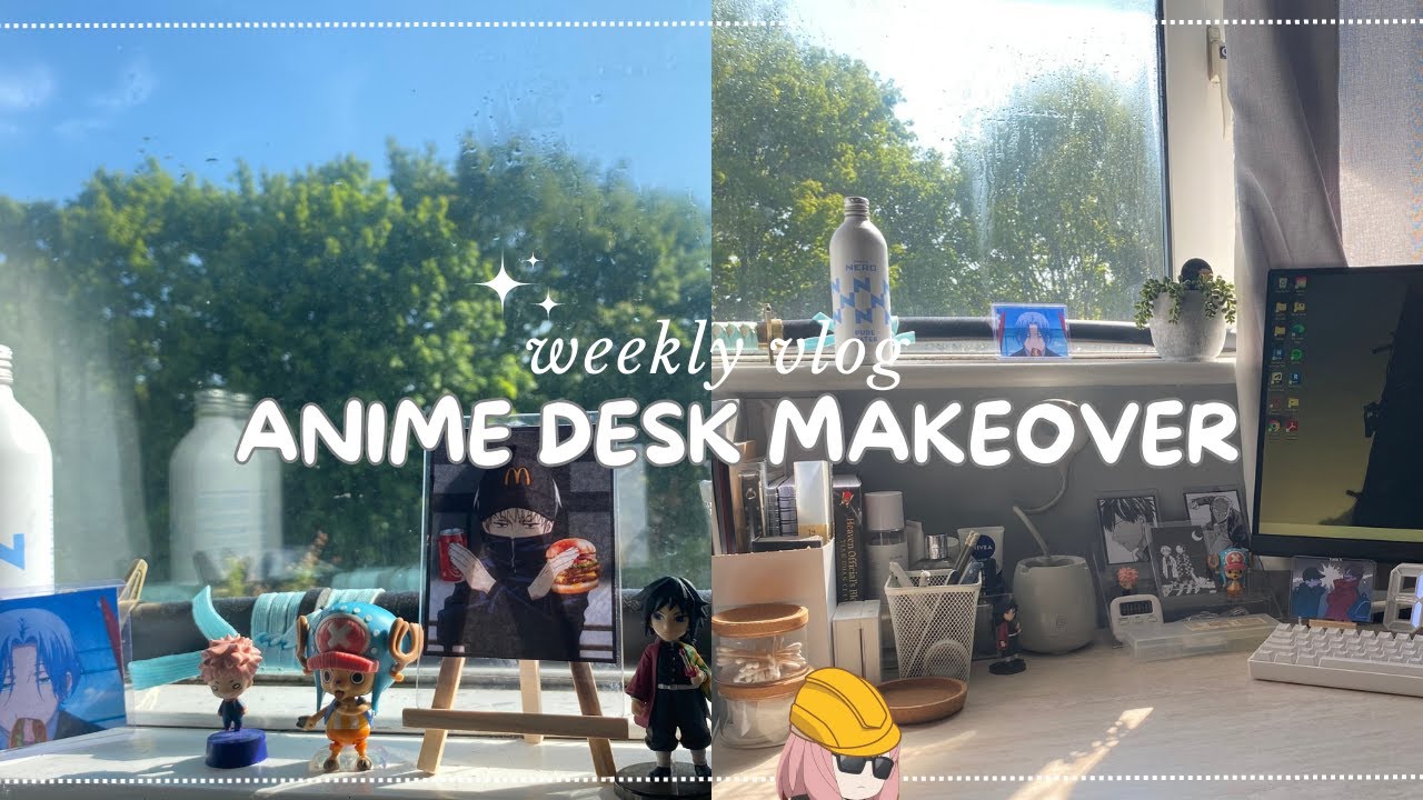 weekly vlog 💫 ANIME desk makeover, aesthetic desk setup, anime room ...