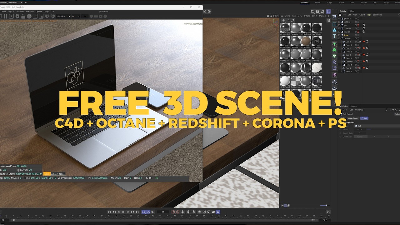 Free C4D Studio: Office Scene Design Mockup - YouTube