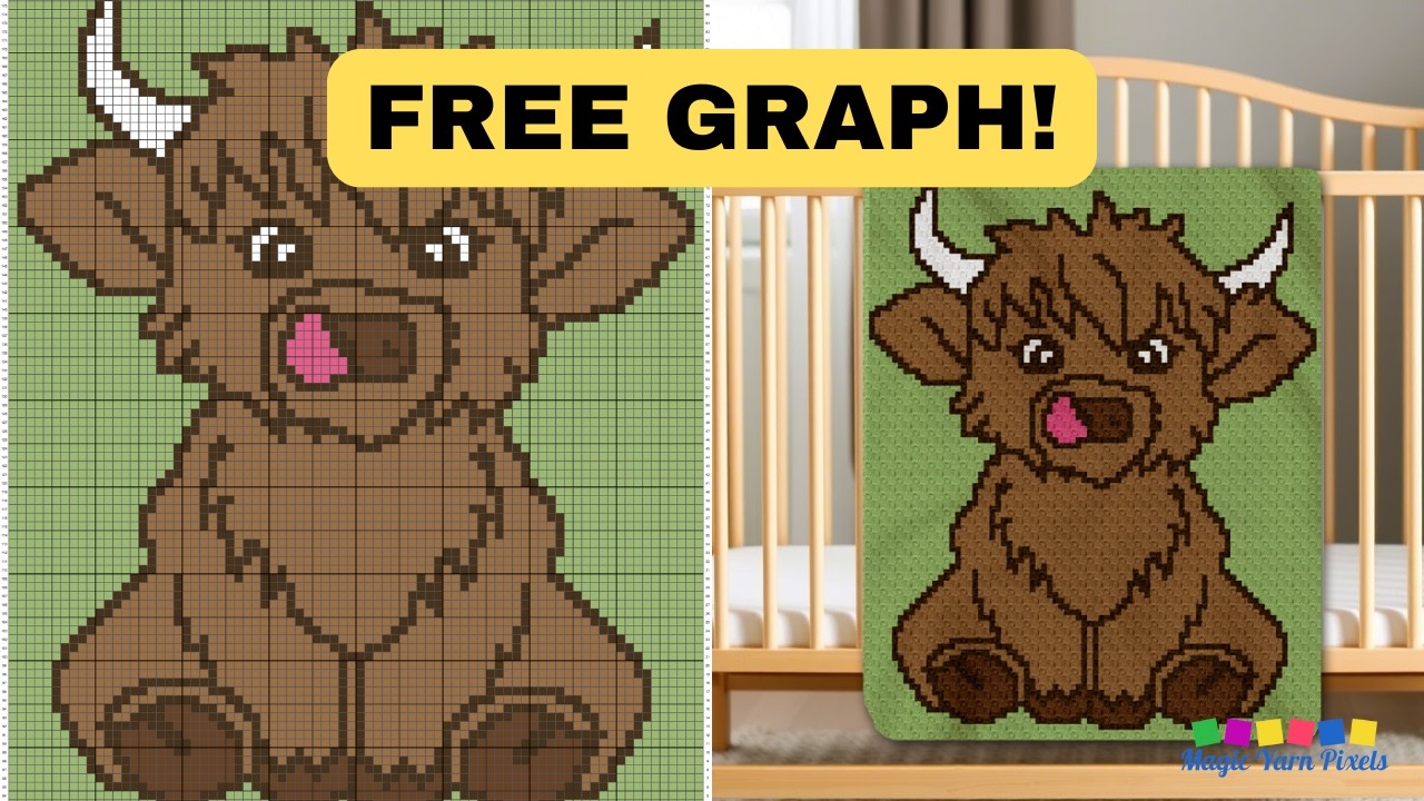 FREE GRAPH - Baby Highland Cow - C2C & Tapestry Crochet Pattern - YouTube