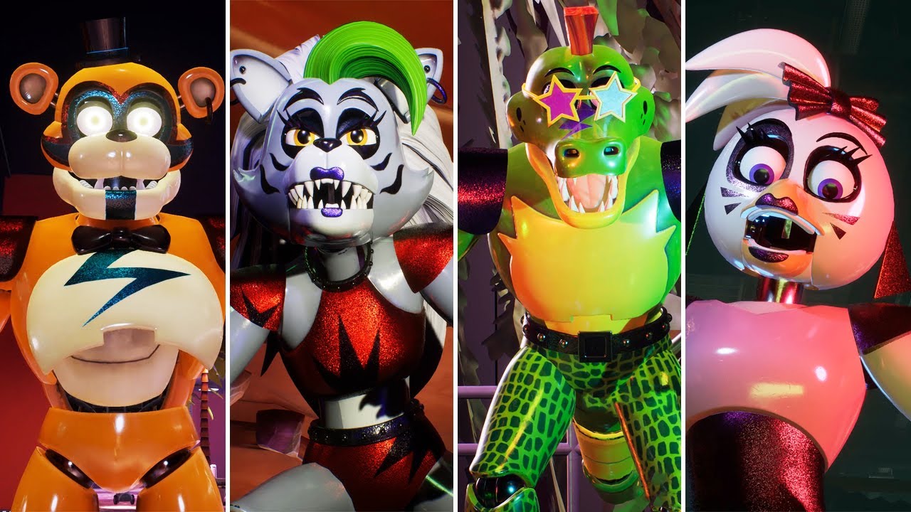 FNAF Security Breach - All Retexture Animatronics Boss Fights - YouTube