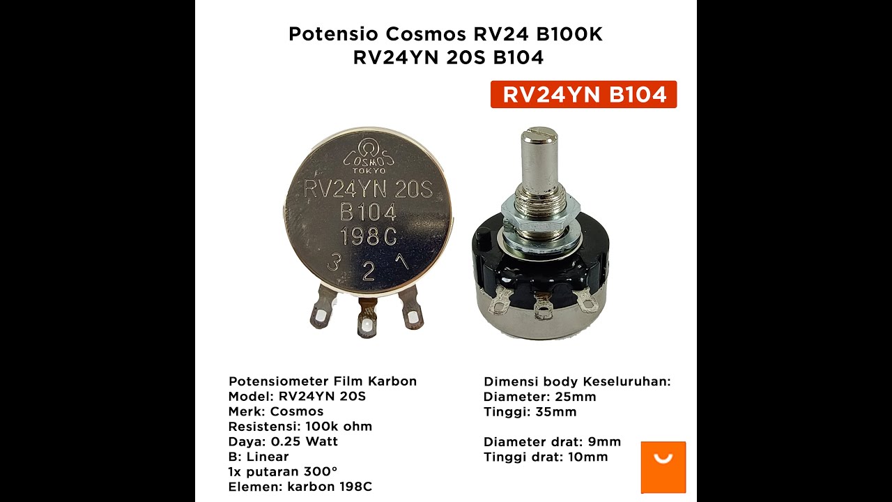 Potensio Cosmos RV24 B100K RV24YN 20S B104 - YouTube