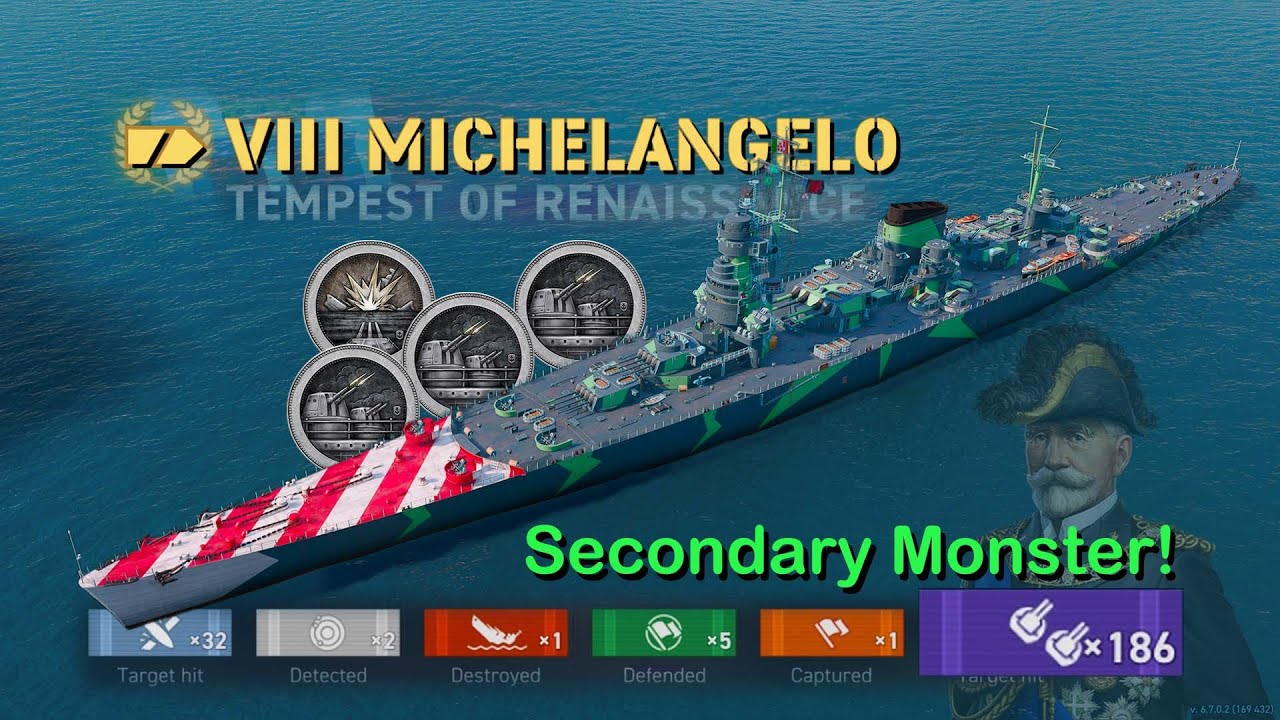 Michelangelo Tier 8 Premium cruiser | World of Warships Legends - YouTube