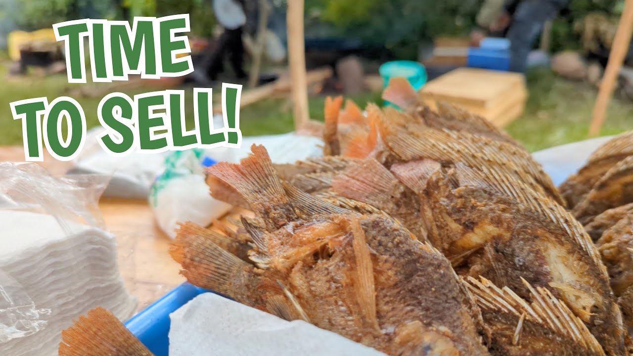 Selling fried fish at the local market - YouTube