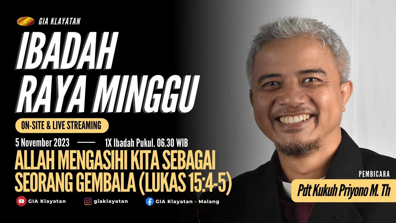 Ibadah Raya Minggu | 5 November 2023 | Karakter Kristen Yang Benar ( 1 petrus 2:21 ) - YouTube