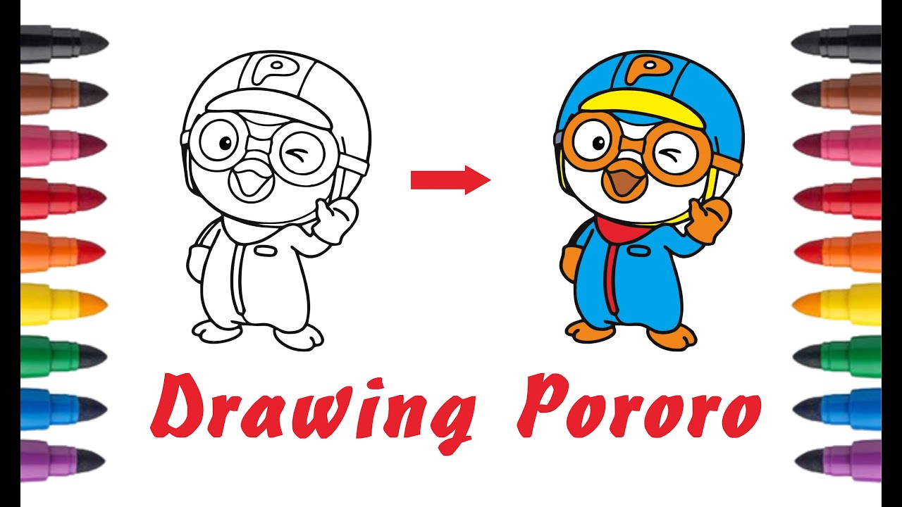 Pororo The Little Penguin | Cara Menggambar Pororo | How to Draw Pororo ...
