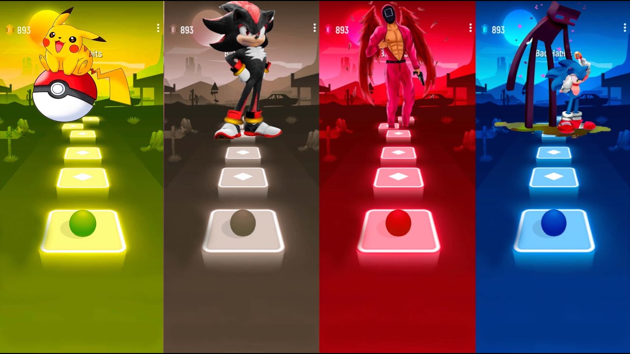 Pikachu & Shadow The Hedgehog & Squad game & Sonic Tiles Hop! #tileshop ...
