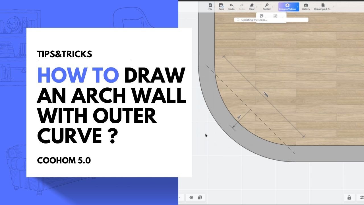 How To draw an arch wall with outer curve in Coohom - YouTube