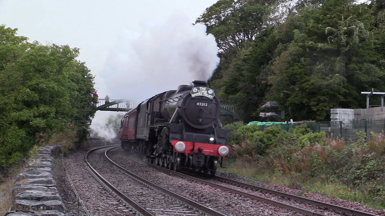 LMS 45212 Hammers through Grange on The Lune Rivers Trust Special 28/9 ...