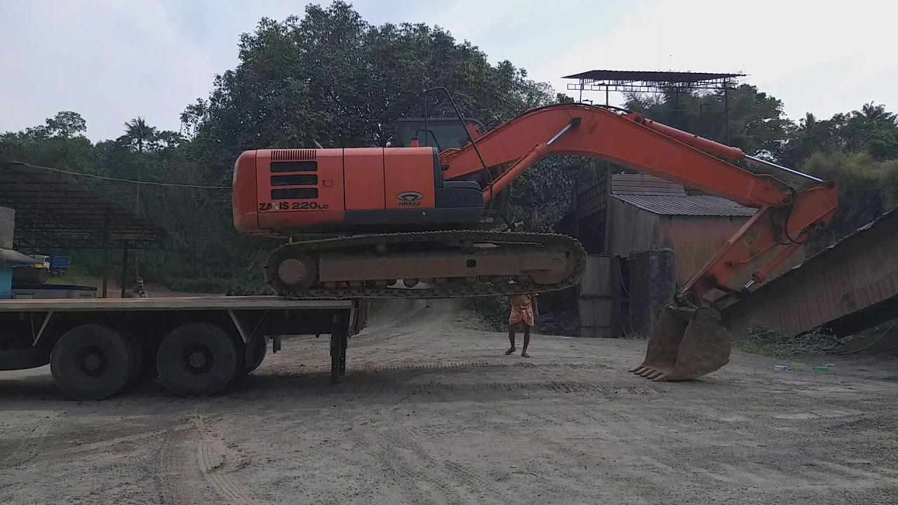 Tata Hitachi Zaxis 220 loading in Trailor - YouTube