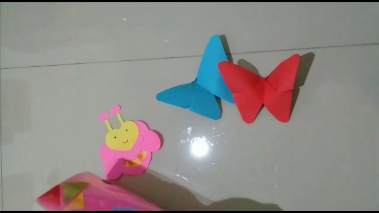 Cara mudah membuat Kupu - kupu dan Lebah dari kertas Origami - YouTube