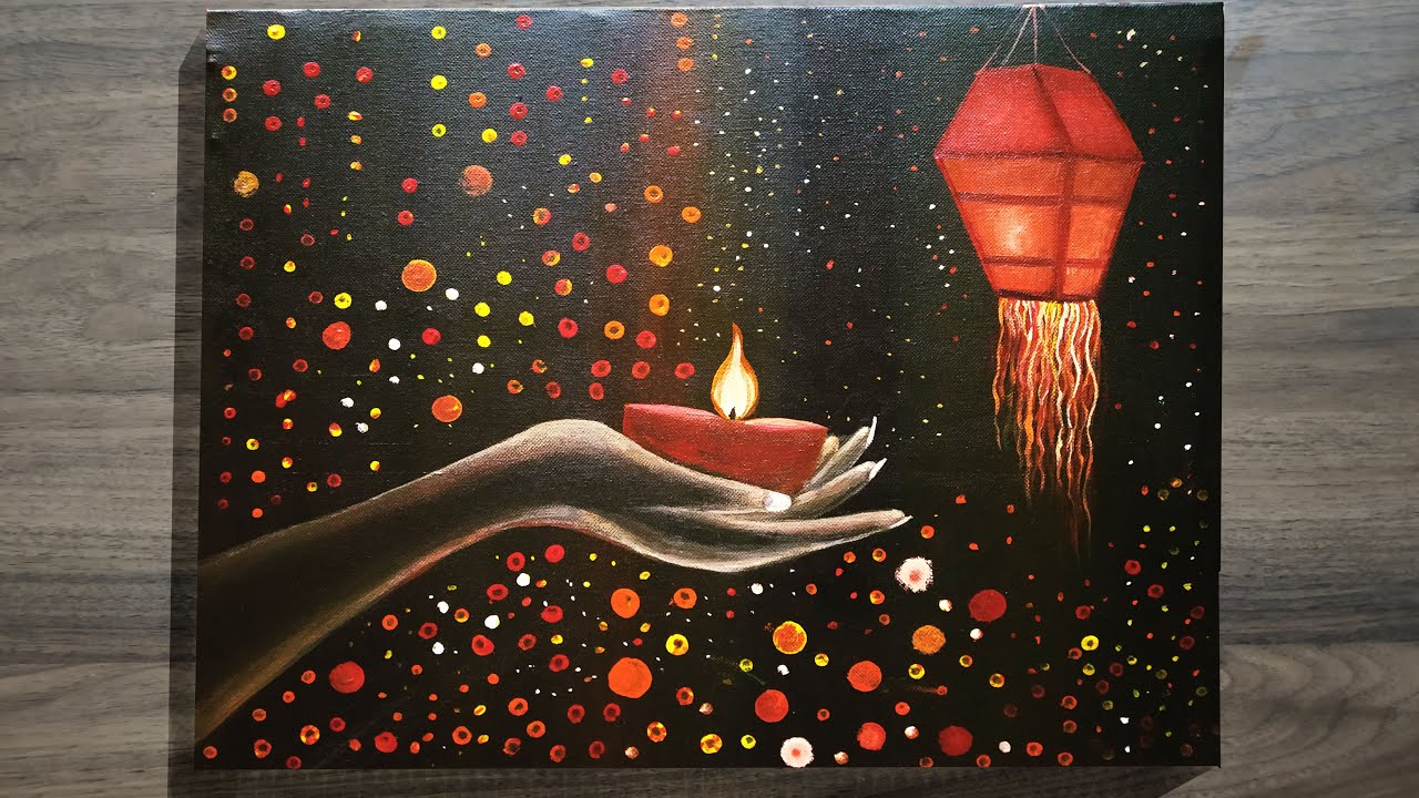 diwali special Painting with acrylic color | easy drawing for beginners ...