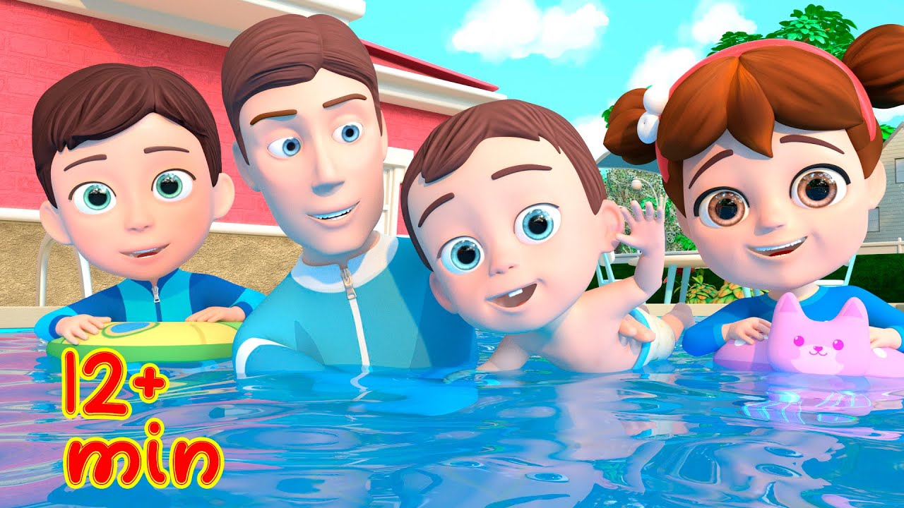 Baby Is Learning To Swim | Swimming Pool Song | Sing Along more Kids ...
