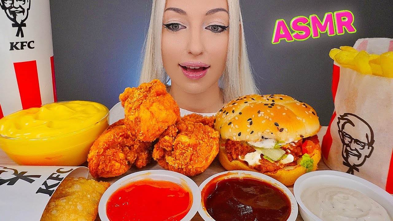 Asmr Eating Kfc Fried Chicken Burger Cheese Fries Pie 바삭한 후라이드 치킨