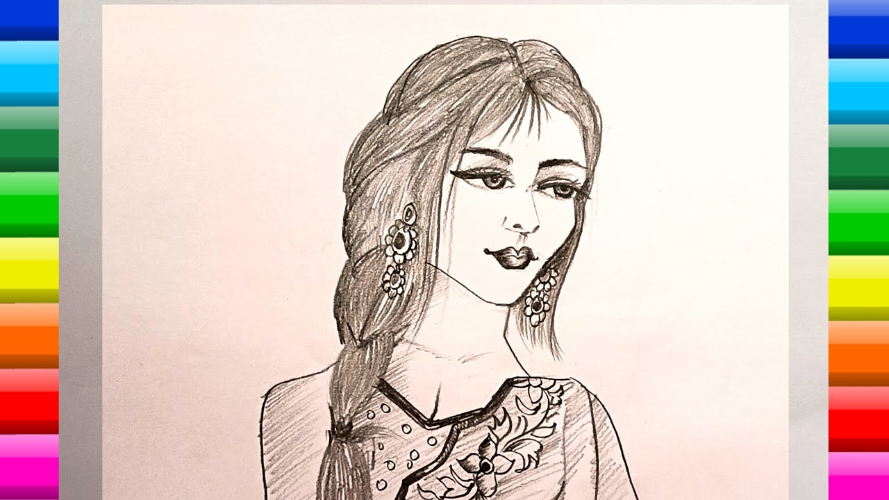 Girl pencil Drawing How to drow girl Drawing and painting - YouTube
