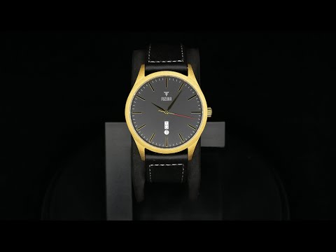 Fuzuka Gold Black Leather Strap Japanese Ladies Youth Unisex Watch