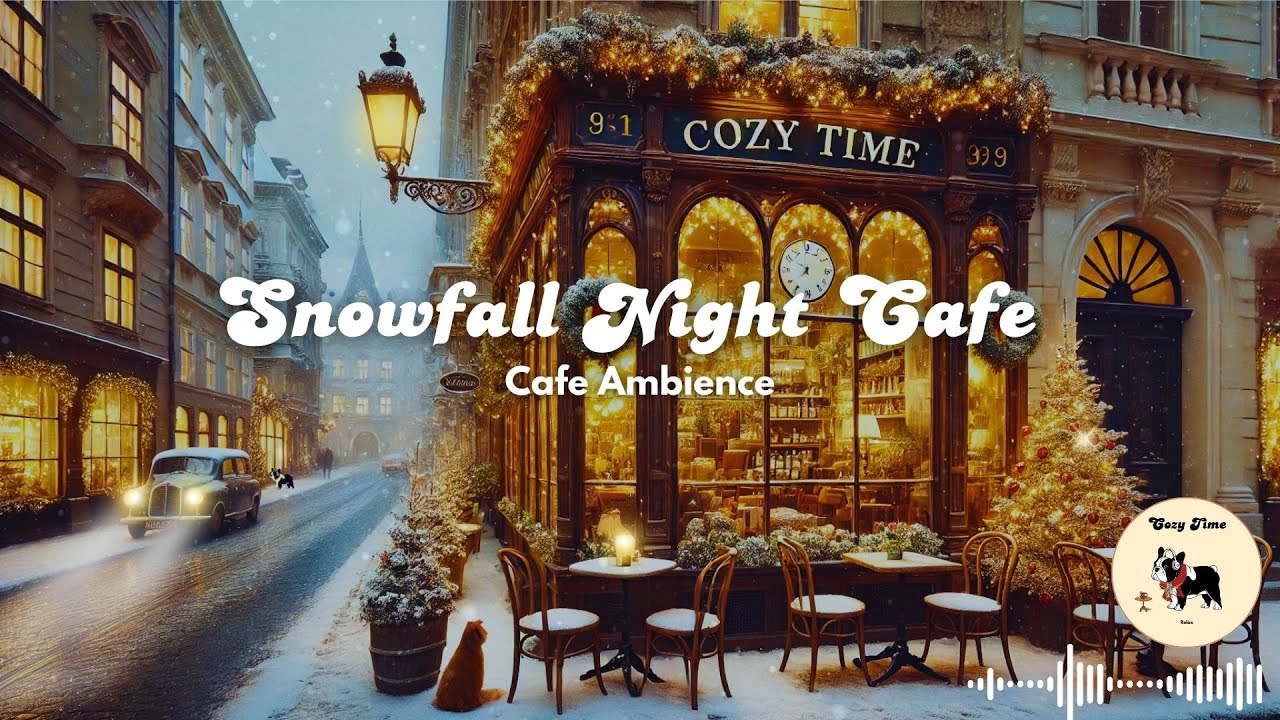 ️Snowfall Night Cafe, Cafe Ambience | Relaxing Jazz Instrumental Music ...