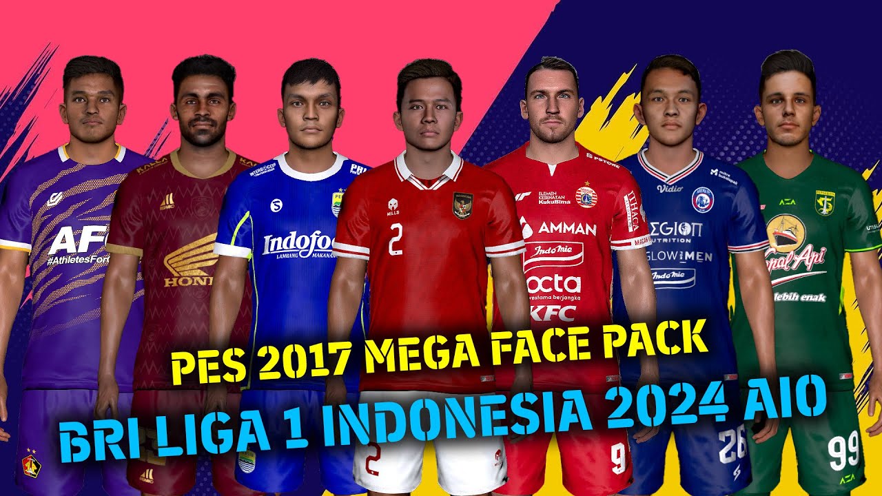 PES 2017 MEGA FACE PACK BRI LIGA 1 INDONESIA 2024 AIO - YouTube