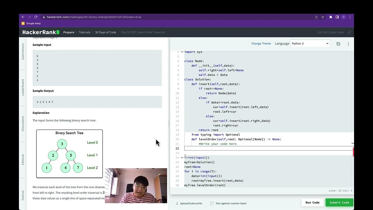 Python - Day 23 - BST Level Order Traversal - YouTube