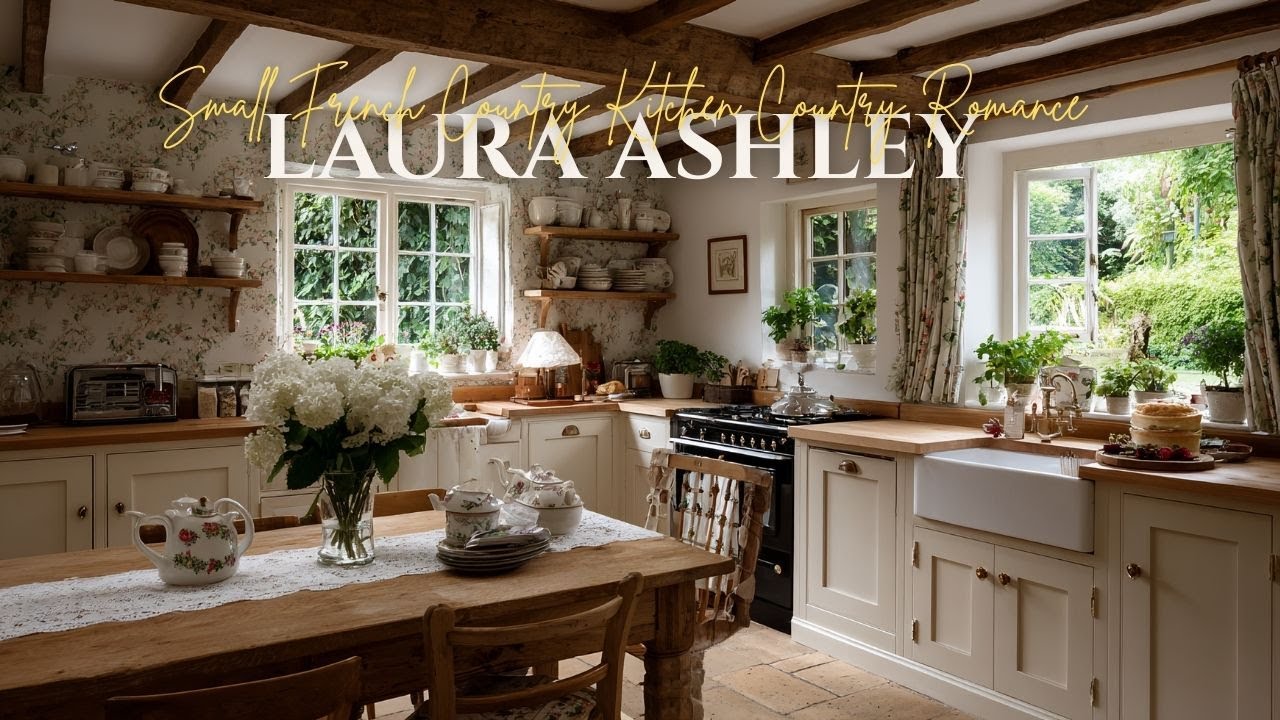 Small French Country Kitchen Inspired by Laura Ashley Delicate Prints ...