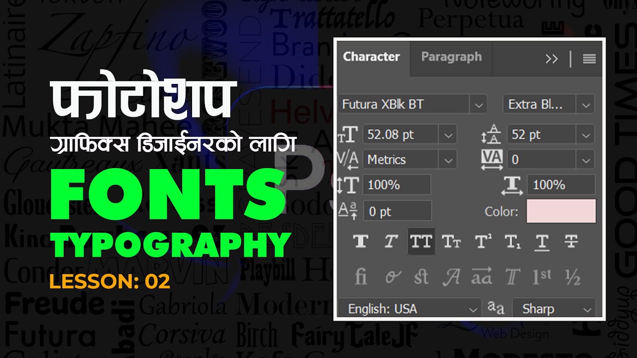 Photoshop Font & Paragraph Tutorial | Photoshop For Graphics Designer ...