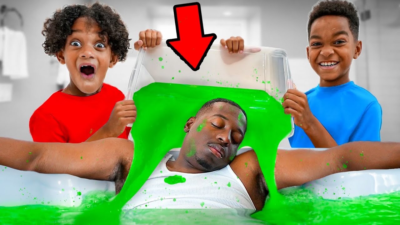 SLIME PRANK ON OUR DAD!! - YouTube
