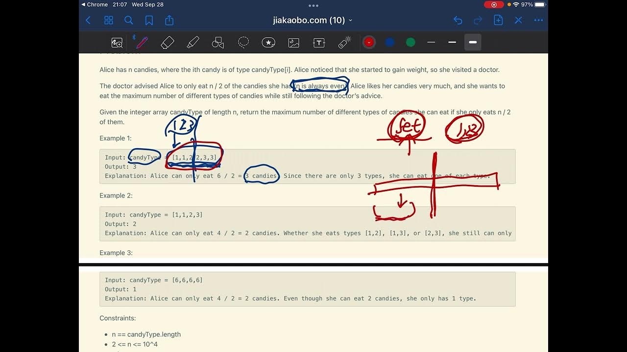 贾考博 LeetCode 575. Distribute Candies - 管住嘴迈开腿 - YouTube