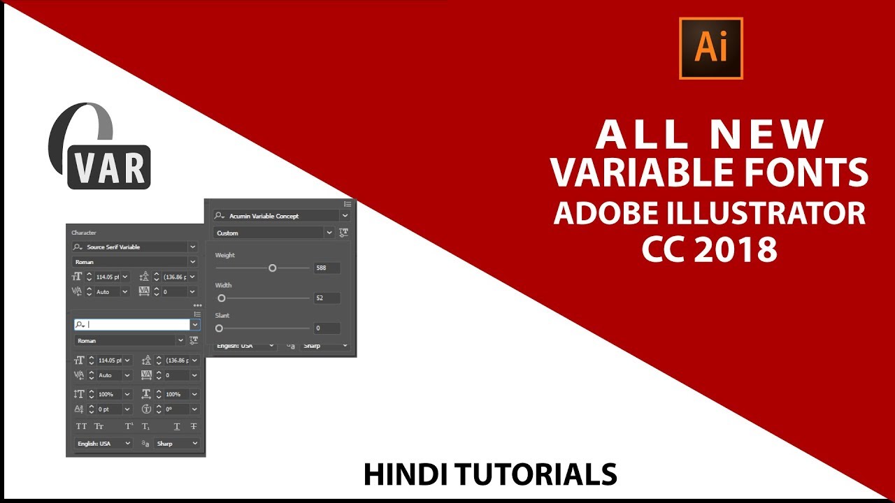 Understanding New Variable Fonts In Adobe Illustrator CC 2018 - YouTube