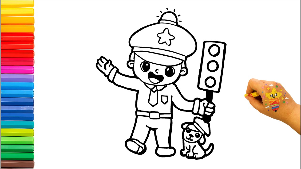 Learn to Draw a Cute Traffic Police Officer with His Puppy | Easy ...