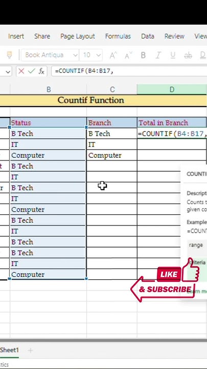 #countif function in Excel | Unique formula #shorts #exceltips #excelworld #excel #exceltech ...