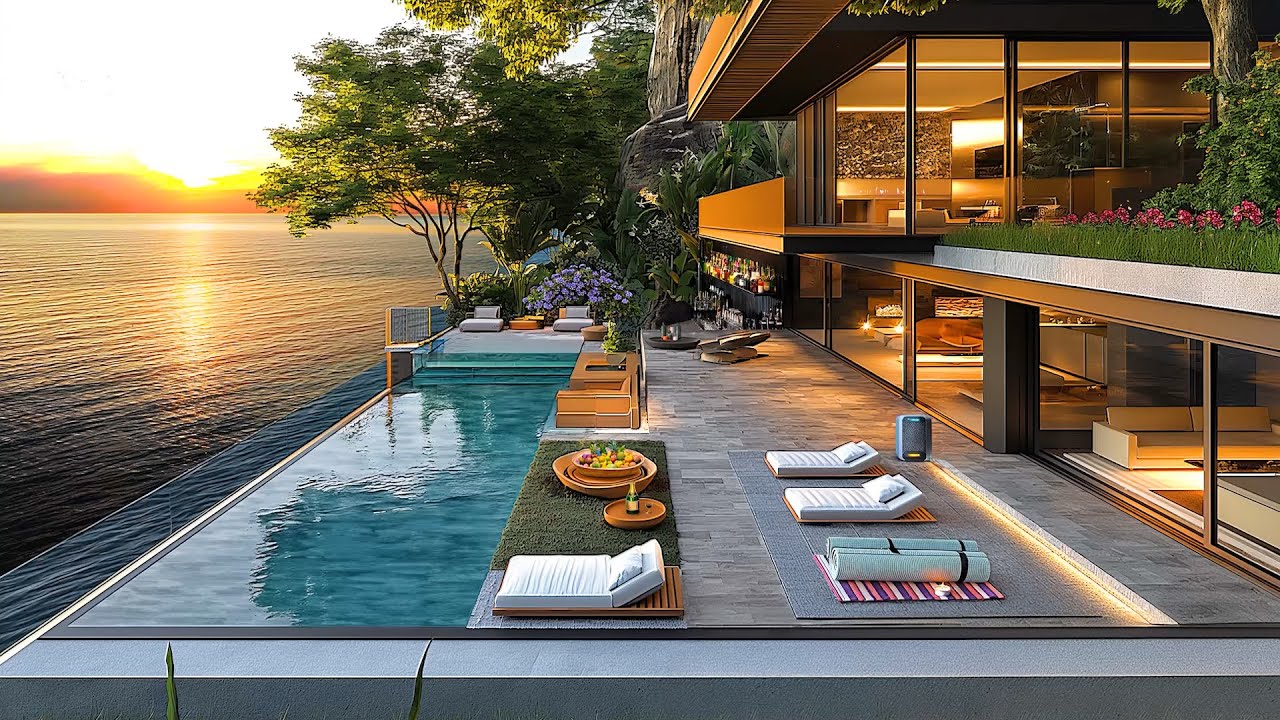 Smooth Jazz at Sunset Ambience - Seaside Jazz Instrumental Music with ...