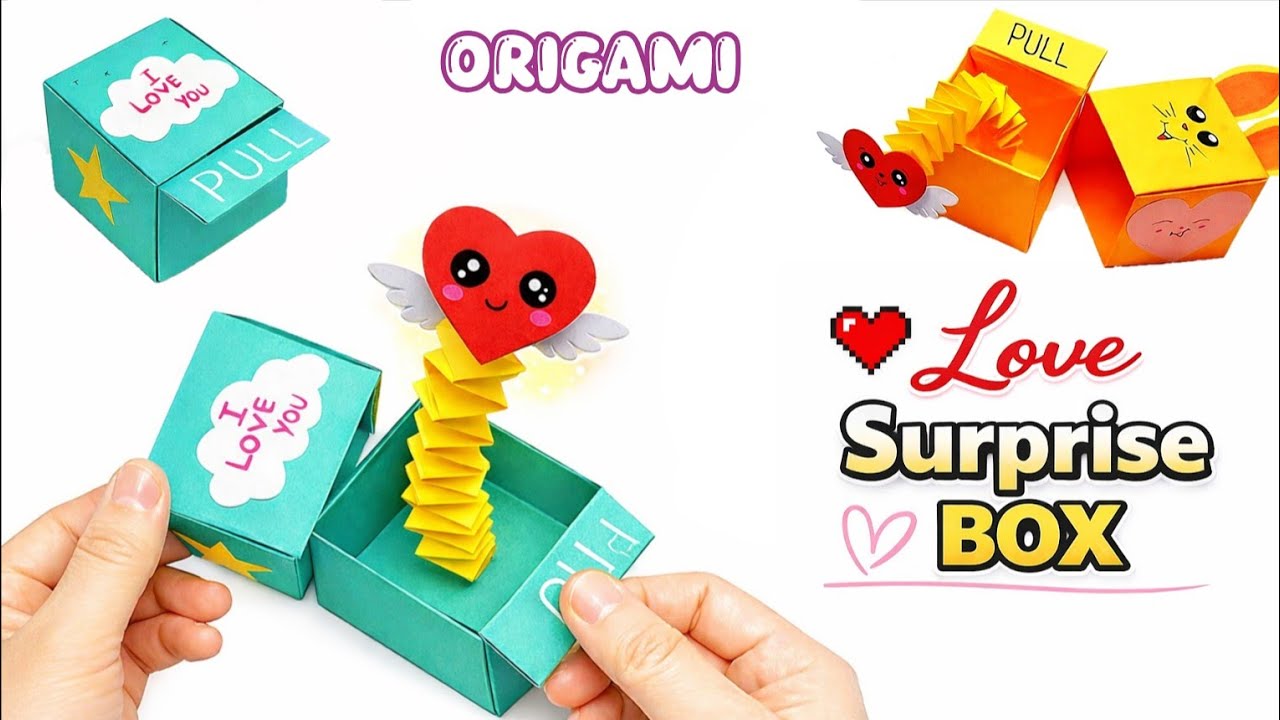 DIY Origami Love SURPRISE BOX 🎁 | Valentine’s Day Pop-Up Gift Idea ️ ...