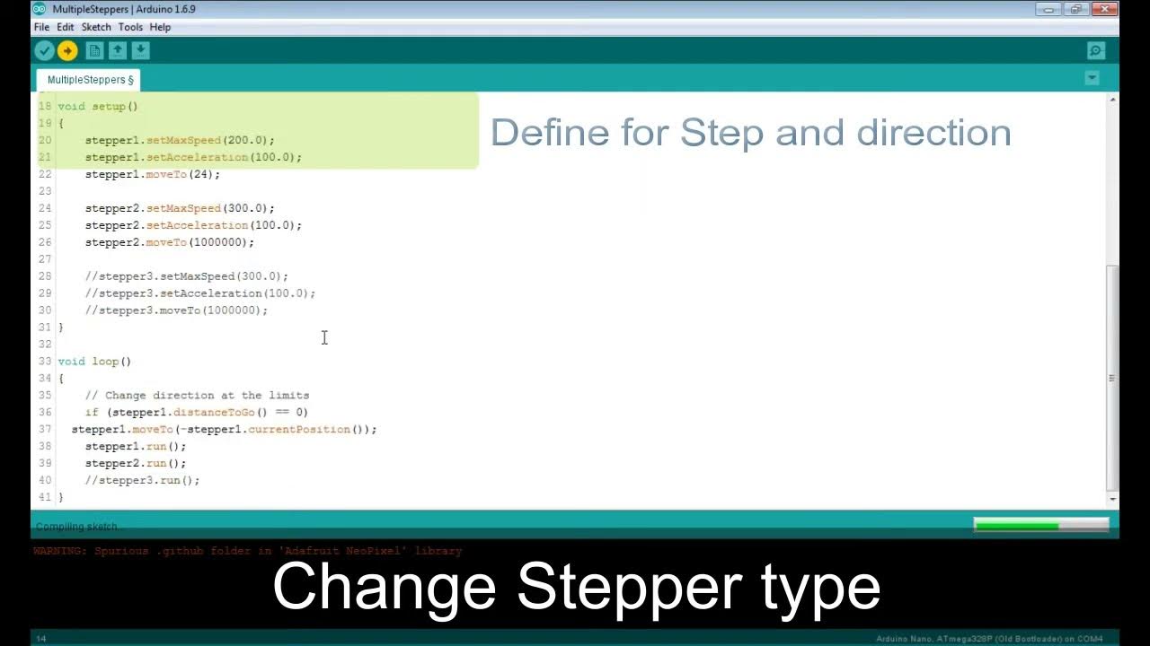 Actual move for library AccelStepper (MultipleSteppers) - YouTube