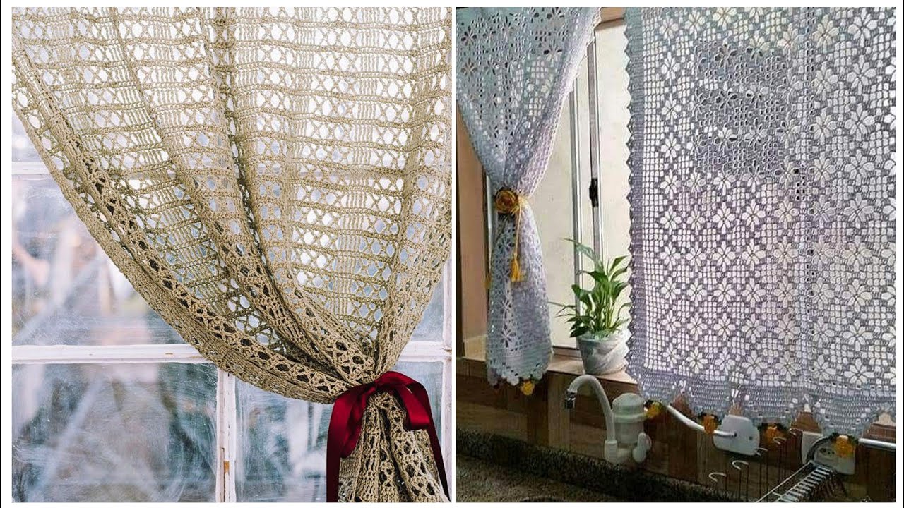 Free Crochet Window Curtain Patterns Hollow Lace Kitchen Short