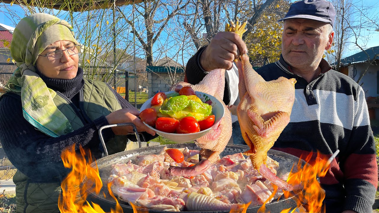 AZERBAIJAN: Chicken Recipe with Vegetables at SAJ - Relaxing Cooking in ...