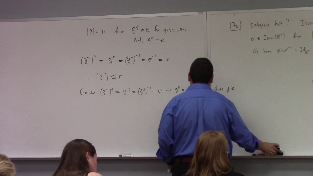 Abstract Algebra: help session, questions, part of Lecture 6, 9-7-18 ...