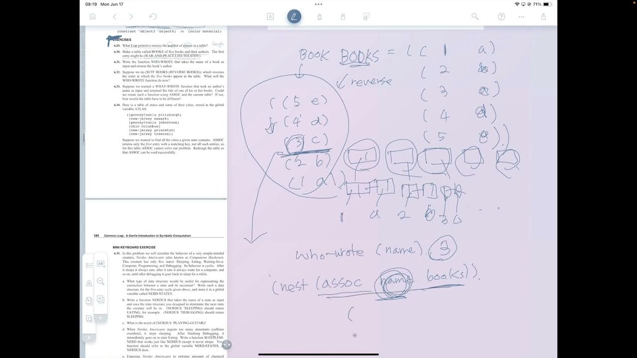 back to the basics- lisp chapter 6 table exercises - YouTube