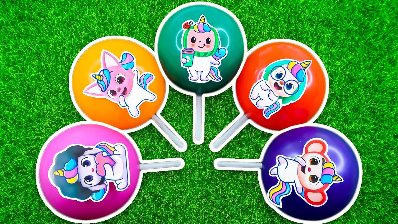 Some Lot's of BIG Candy Shop lollipops | Rainbow Balloons Cocomelon ...