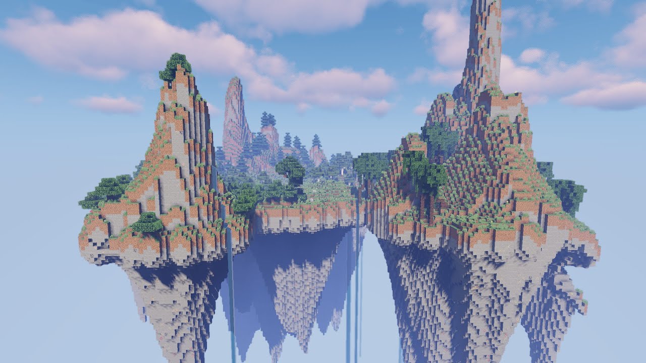 Minecraft SKY Floating Islands - speeded up build - YouTube