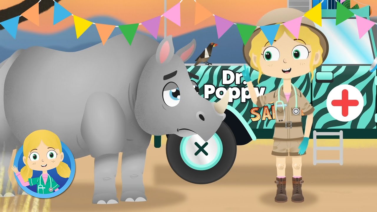 A Rhino at The Safari | Doctor Poppy's Pet Rescue | Animals For Kids ...