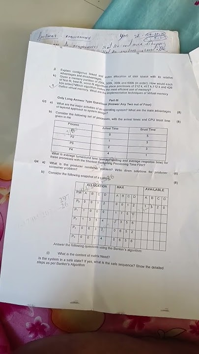 OPERATING SYSTEM (OS) MCA 1ST SEMESTER EXAM QUESTIONS 2022-2023 (BPUT ) - YouTube