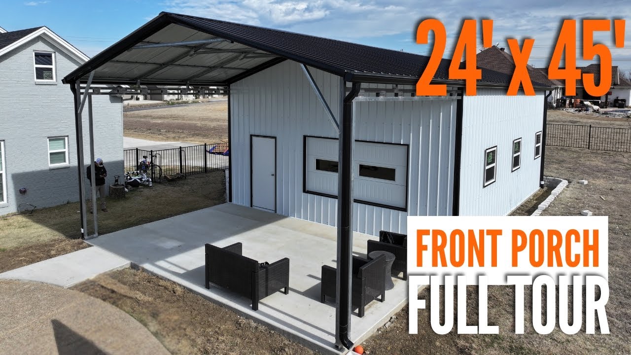 24x45 Steel Building with Front Porch Tour in Gunter, TX | A CLOSER ...