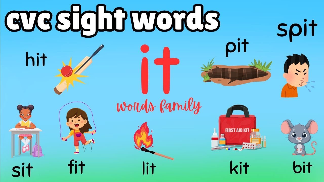 It Word Family ( bit, kit, lit, sit, fit, pit and spit ) l Phonics Song ...