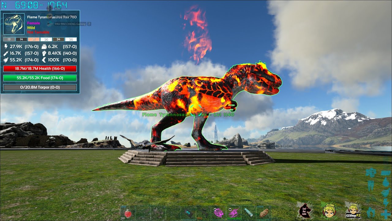 របៀបវ៉ៃទំលាក់ពងFire T-Rexយកមកអីវ៉ូទៅ Alpha T-Rex Ark Mods - Annunaki AG ...