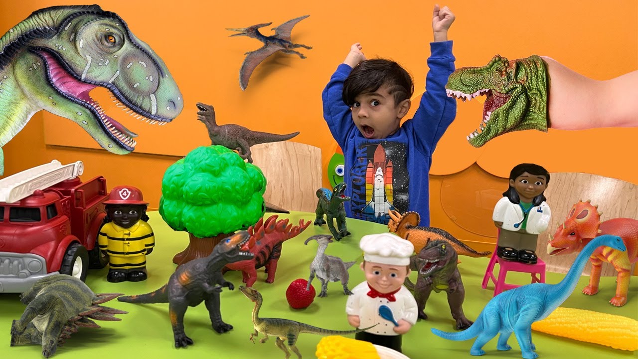 Dinosaur toys for kids | pretend play with dinosaur toys| Jurassic ...