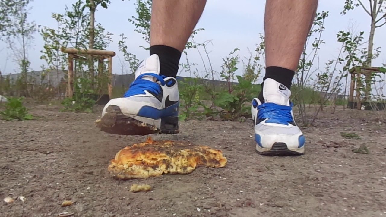 Nike Air Max 90 food stomp, trampling cake in dirt - YouTube