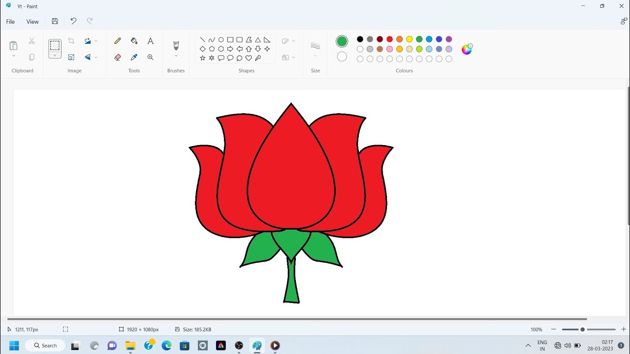 How to Draw Lotus Flower 🪷 in MS Paint 😱 | Ms Paint Drawing | Computer ...