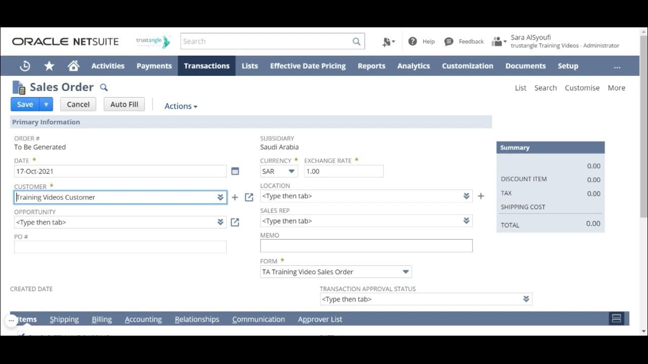NetSuite | Create Sales Order - YouTube