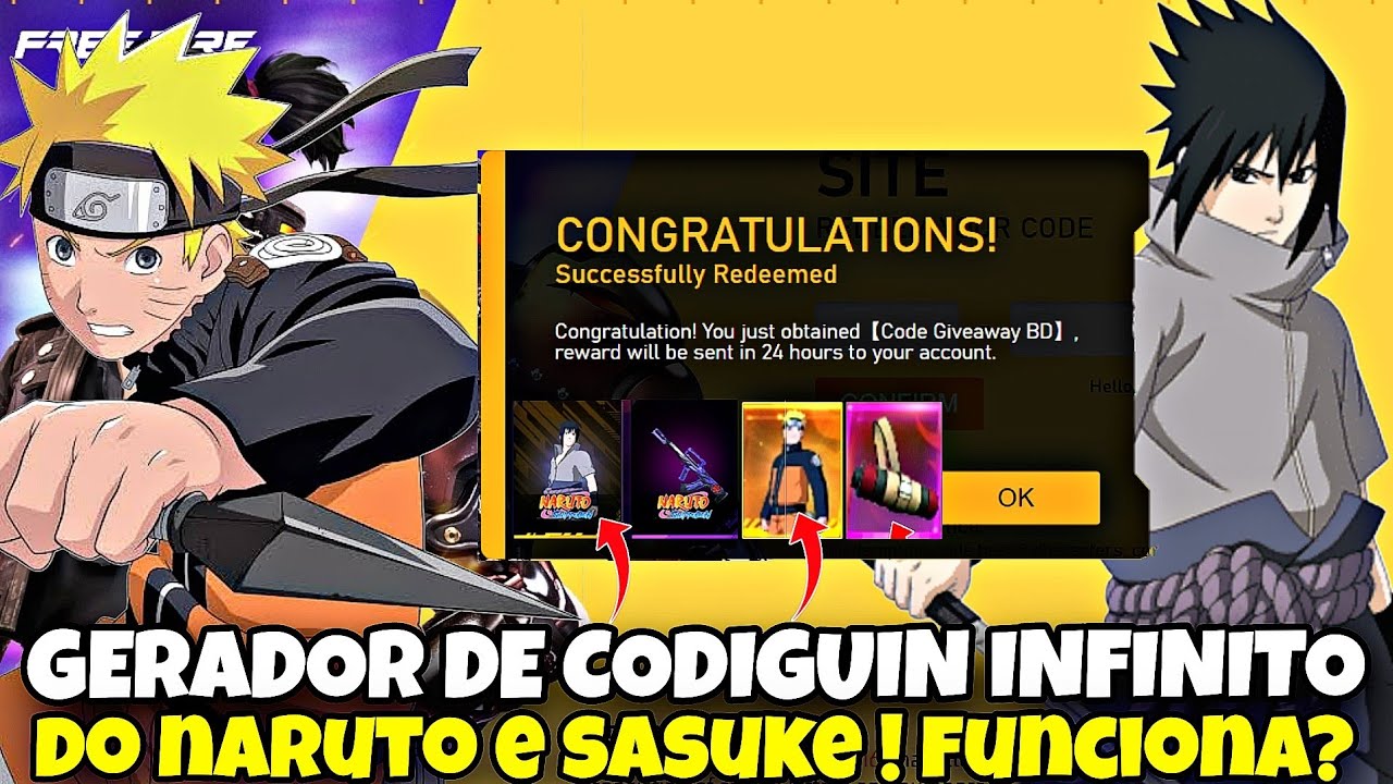 GERADOR DE CODIGUIN INFINITO DO NARUTO E SASUKE DO NARUTO ! COMO PEGAR ? REALMENTE FUNCIONA ...